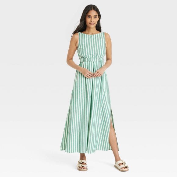 Universal Thread | Dresses | Universal Thread Green And White Striped ...